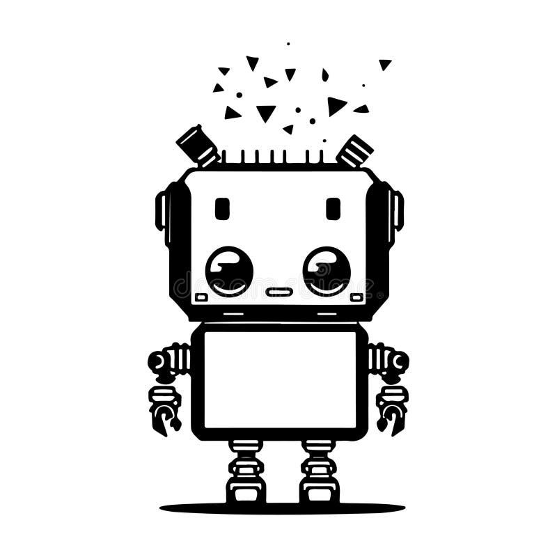 Cute Robot Icon Hand Draw Black Colour Space Logo Symbol Perfect Stock ... Cute Robot Icon Hand Draw Black Colour Space Logo Symbol Perfect Stock ...