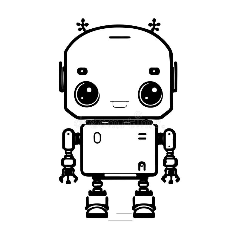Cute Robot Icon Hand Draw Black Colour Space Logo Symbol Perfect Stock ... Cute Robot Icon Hand Draw Black Colour Space Logo Symbol Perfect Stock ...