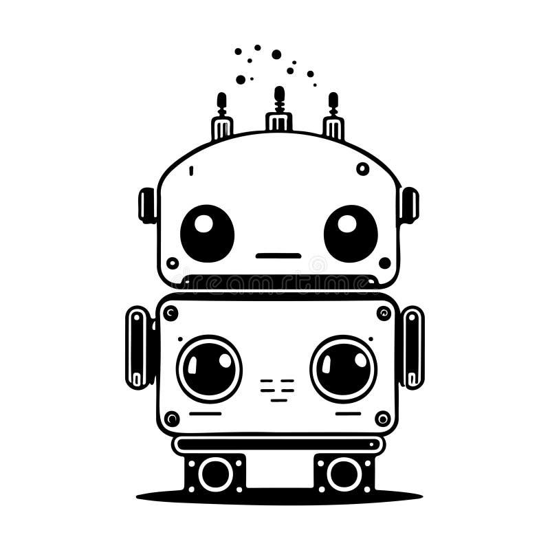 Robot Icon Hand Draw Black Colour Logo Symbol Perfect Stock Vector ...