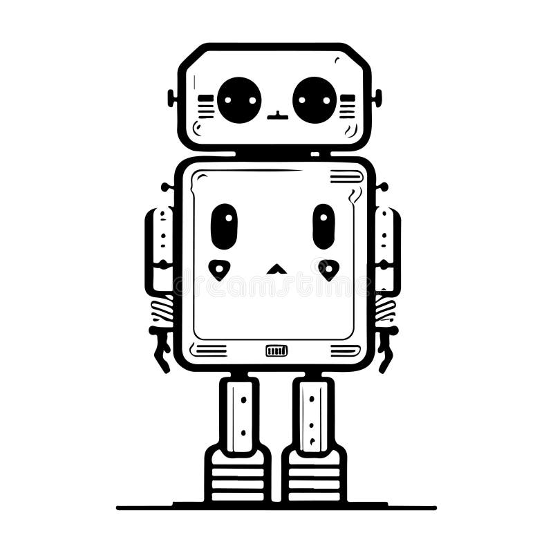 Cute Robot Icon Hand Draw Black Space Logo Symbol Perfect Stock Vector ...