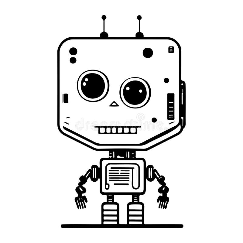 Cute Robot Icon Hand Draw Black Space Logo Symbol Perfect Stock Vector ...