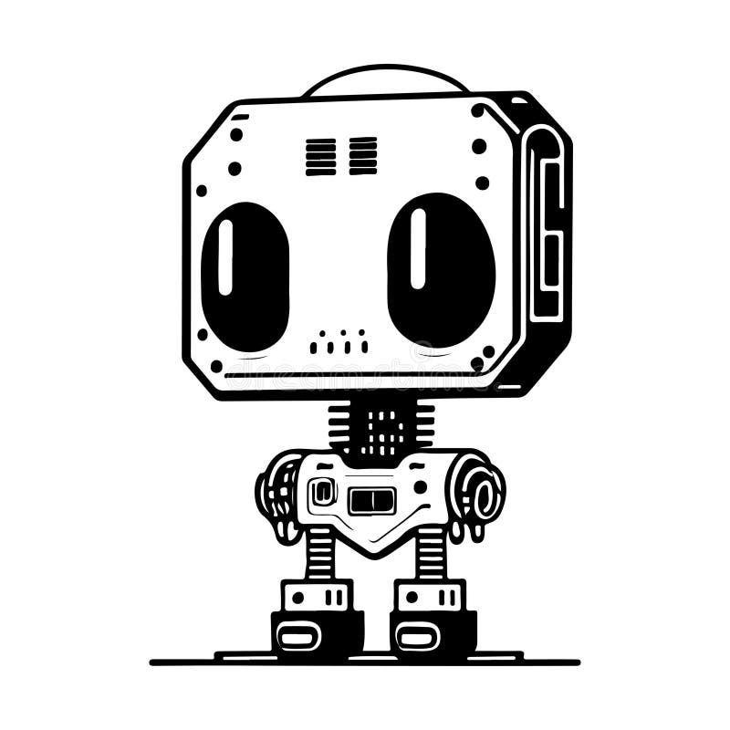 Cute Robot Icon Hand Draw Black Space Logo Symbol Perfect Stock Vector ...