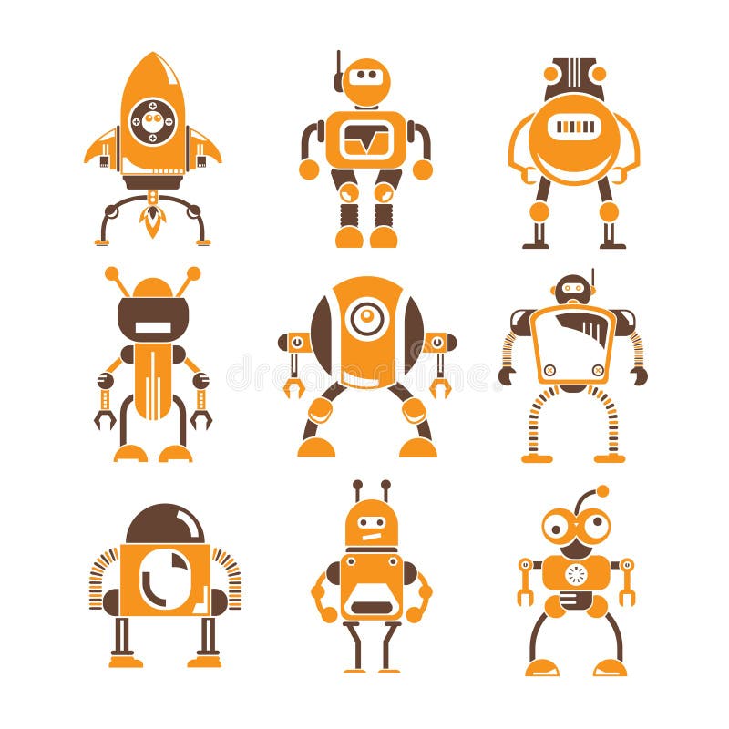 Cute robot icons stock illustration. Illustration of design - 75991690