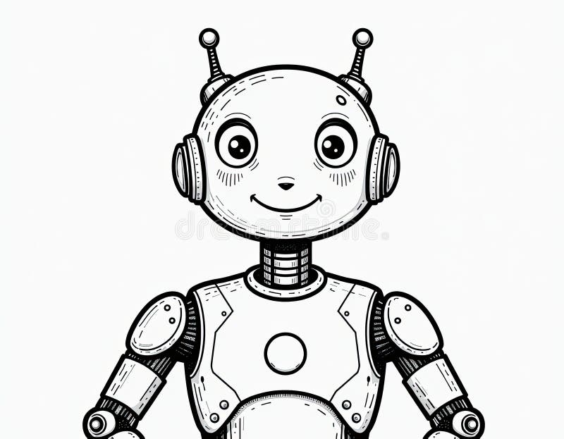 Cute Robot Illustration Friendly AI Character Design Stock Abbildung ...
