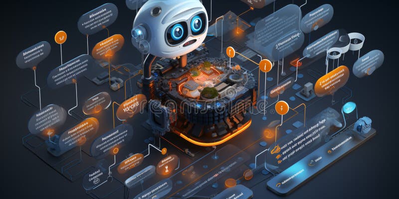 Cute Robot Infographic Machine Stock Illustration - Illustration of ...