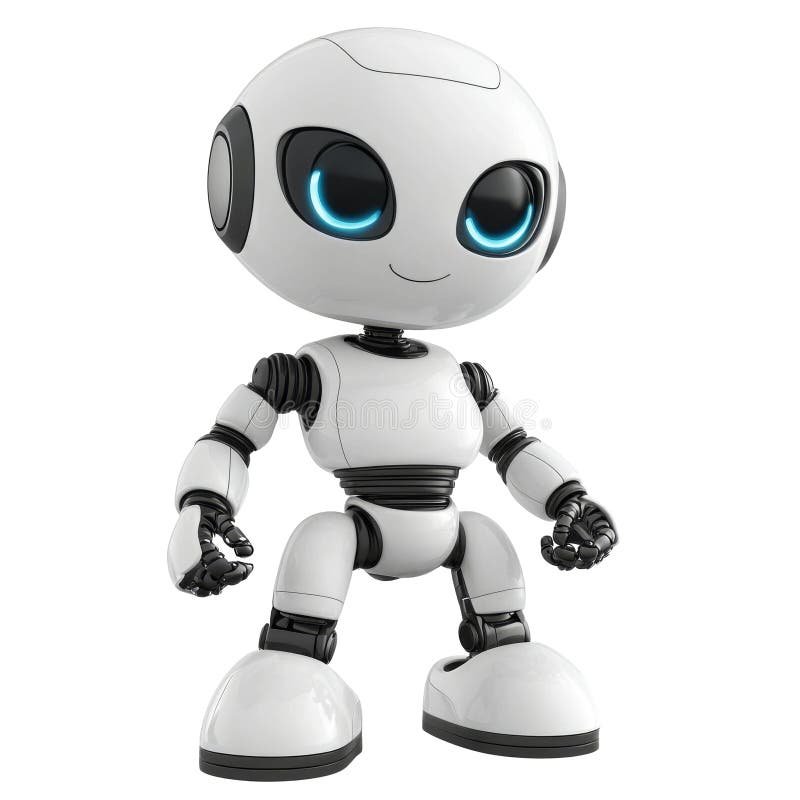 Cute Friendly Robot with Glowing Eyes Stock Image - Illustration of ...