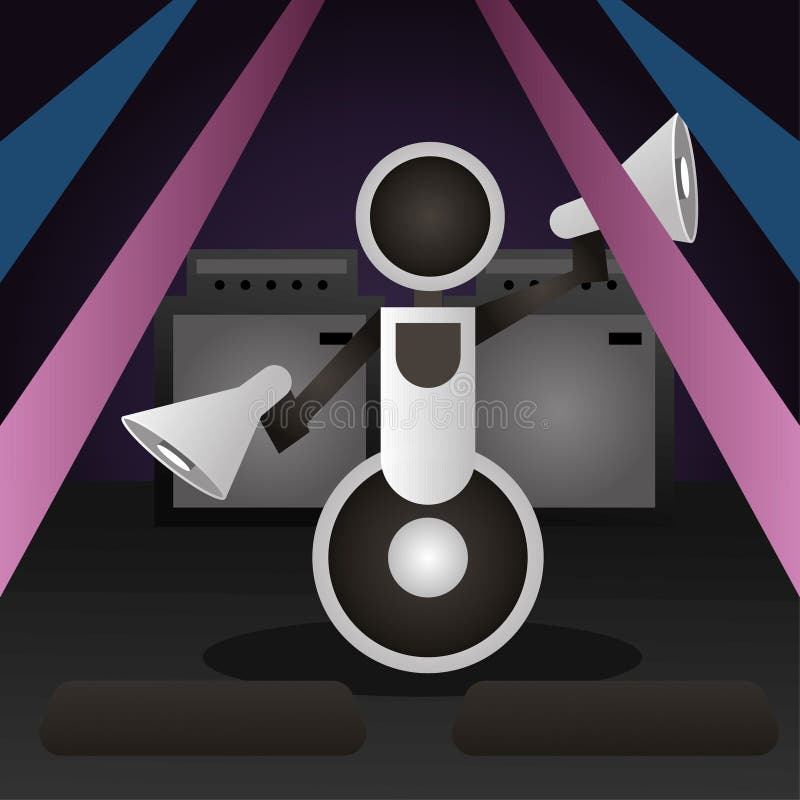Cute Robot Machine As a Dj in Party Vector Stock Vector - Illustration ...