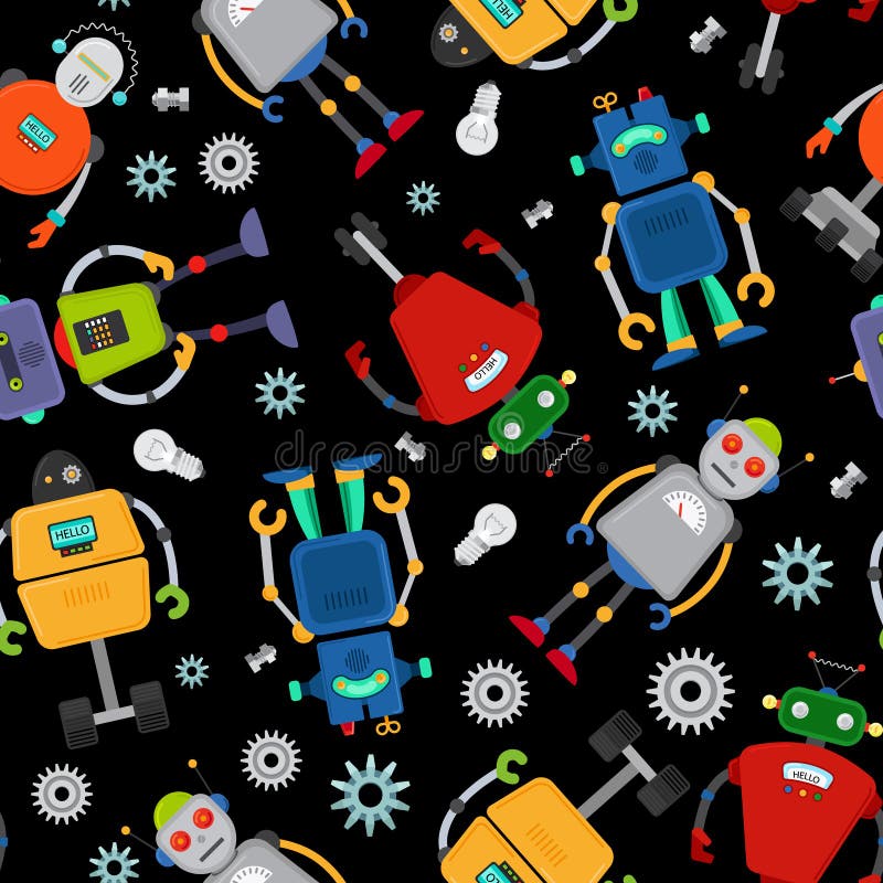 Cute robot pattern stock vector. Illustration of game - 82767434