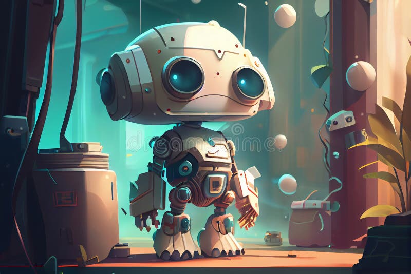 Cute Robot. Picture Made by Artificial Intelligence Stock Photo - Image ...