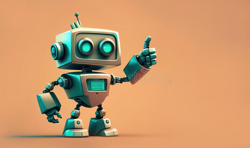 Cute Robot Pointing At Something Educating Stock Illustration