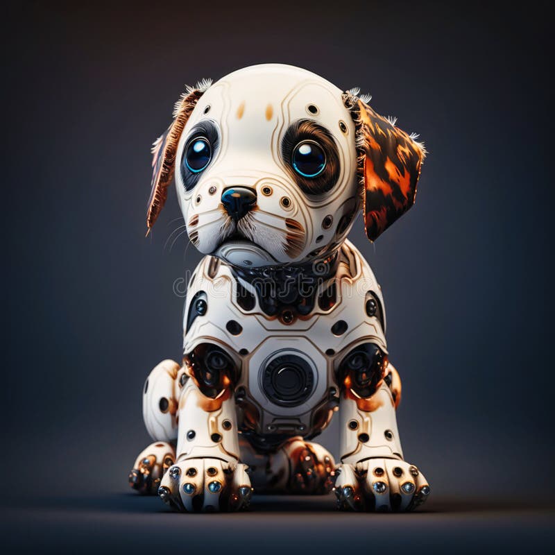 Cute Robot Puppy Isolated on a Big Blank Backgroun, Generative AI Stock ...