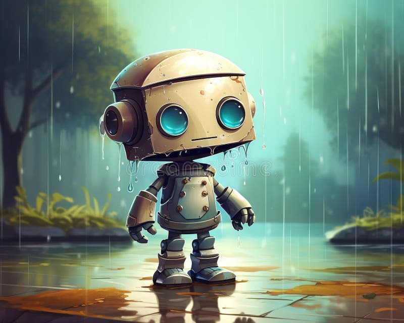 Cute Robot in the Rn Technological Progress Cartoon. Stock Illustration ...