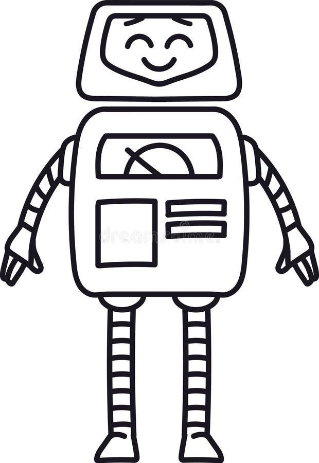 Smiling Robot Sketch stock vector. Illustration of charming - 371044377