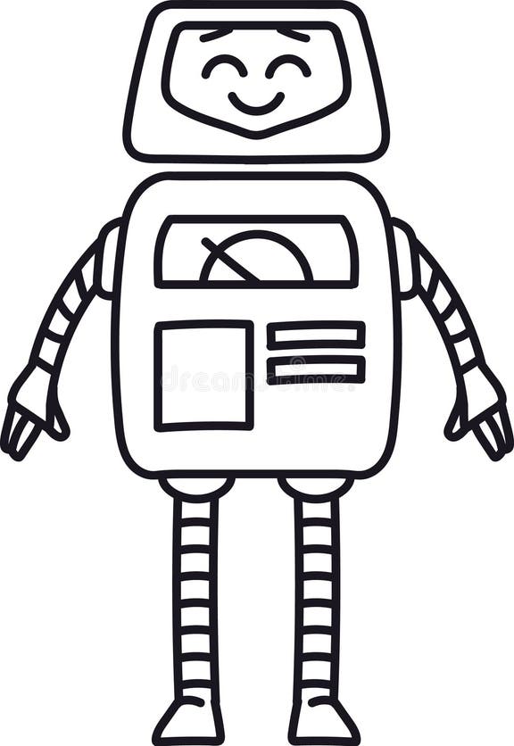 Smiling Robot Sketch stock vector. Illustration of charming - 371044377