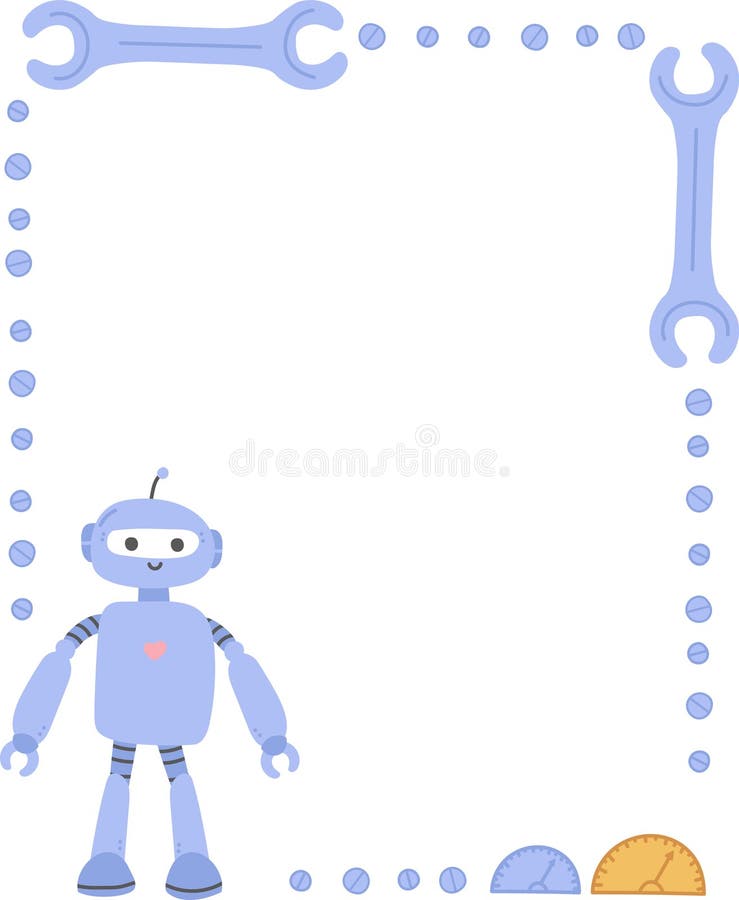 Cute Robot with Tool Frame stock vector. Illustration of mechanical ...