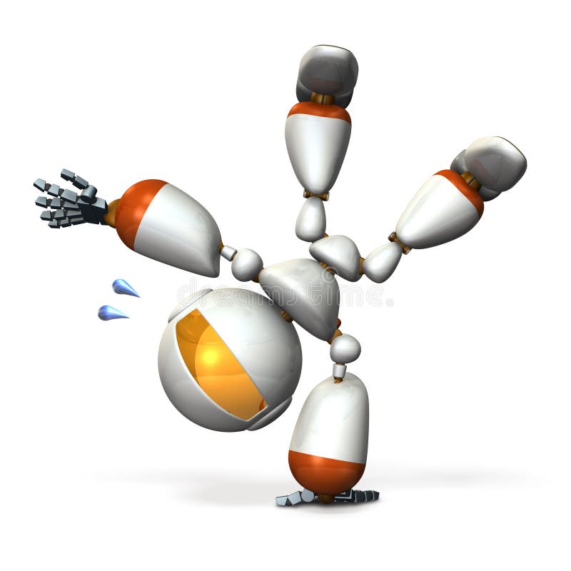 Cute Robot Turning Powerfully. Stock Illustration - Illustration of ...