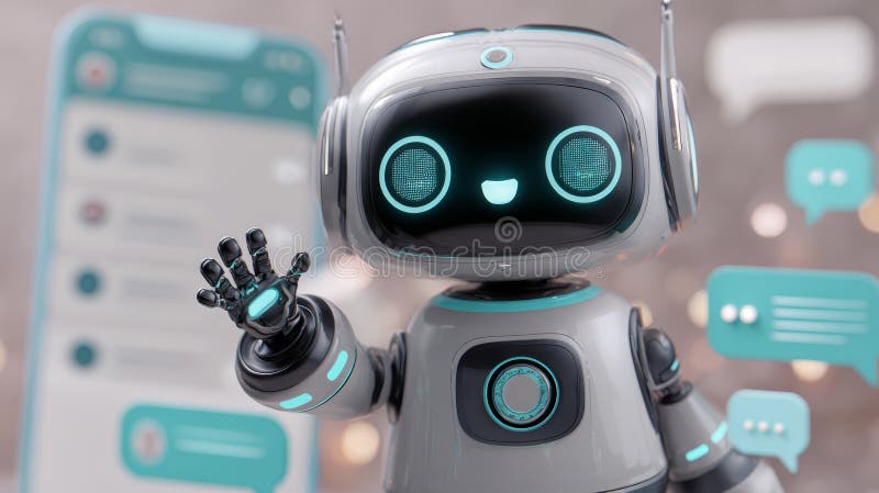 Cute Robot Waving Hand, Futuristic Technology, Artificial Intelligence ...
