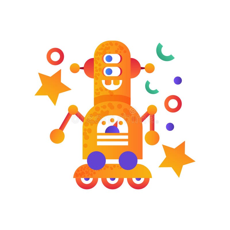 Cute Robot on Wheels, Android Character, Artificial Robotics Machine ...