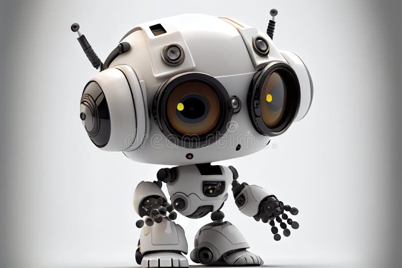 Cute Robot on a White Backdrop with a Pointing Hand and a Winking Eye ...