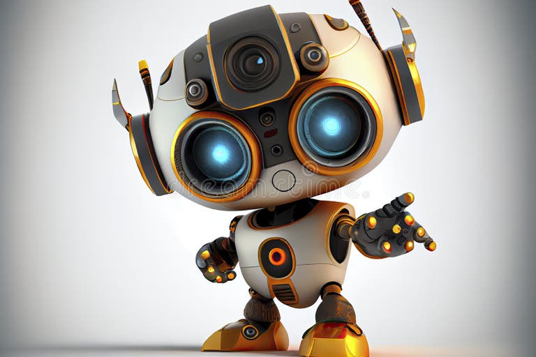 Cute Robot on a White Backdrop with a Pointing Hand and a Winking Eye ...