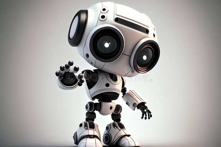 Cute Robot on a White Backdrop with a Pointing Hand and a Winking Eye ...