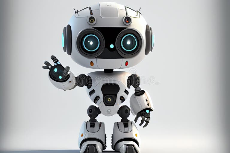 Cute Robot on a White Backdrop with a Pointing Hand and a Winking Eye ...