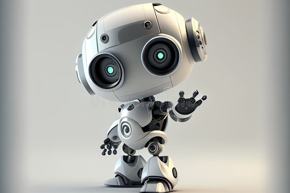 Cute Robot on a White Backdrop with a Pointing Hand and a Winking Eye ...