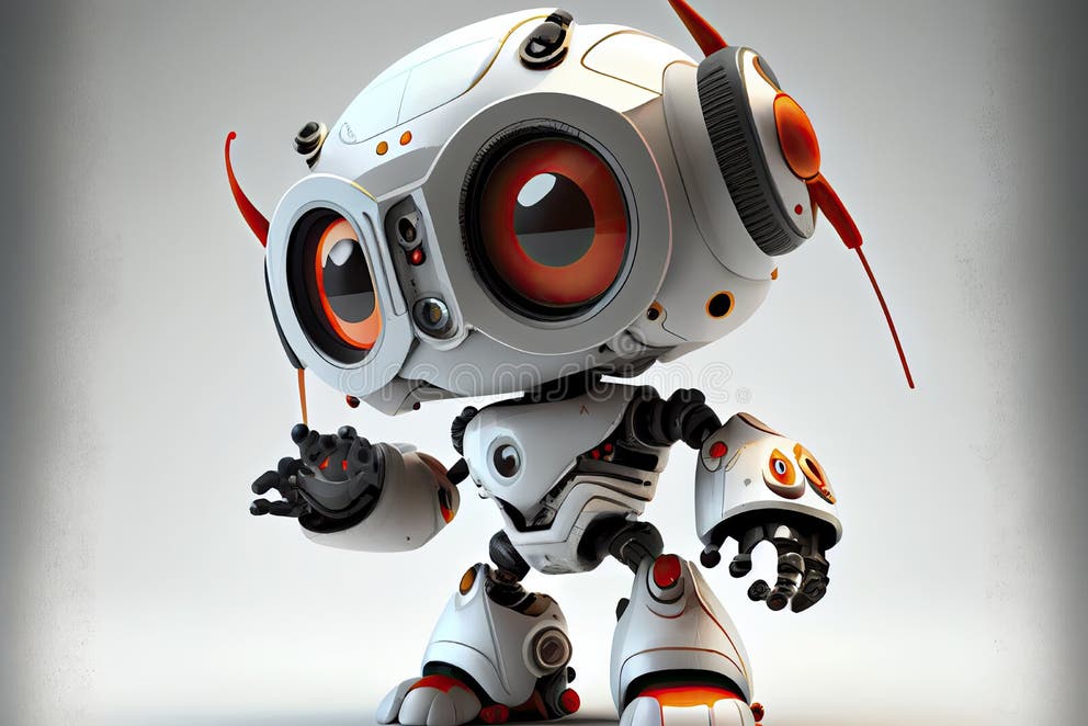Cute Robot on a White Backdrop with a Pointing Hand and a Winking Eye ...