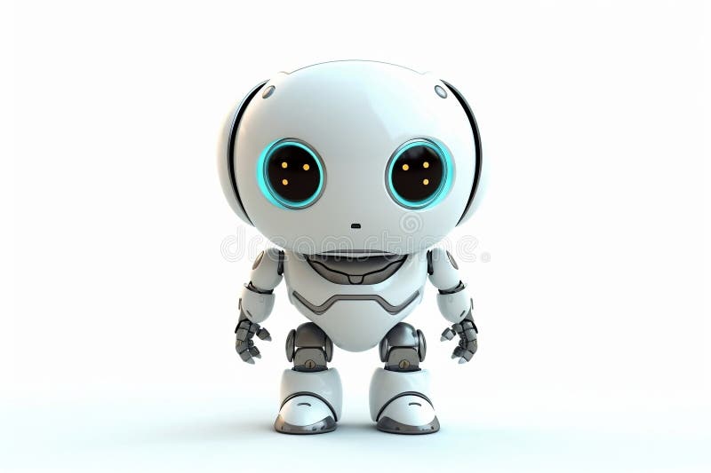 Cute Robot on White Background. AI Stock Illustration - Illustration of ...