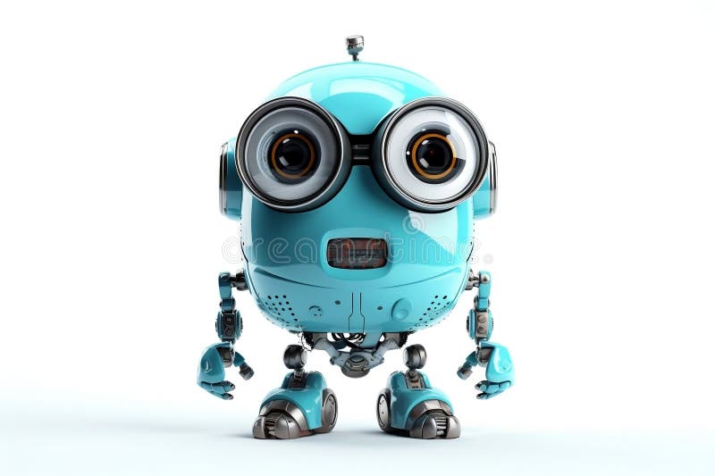 Cute Robot on White Background. AI Stock Illustration - Illustration of ...