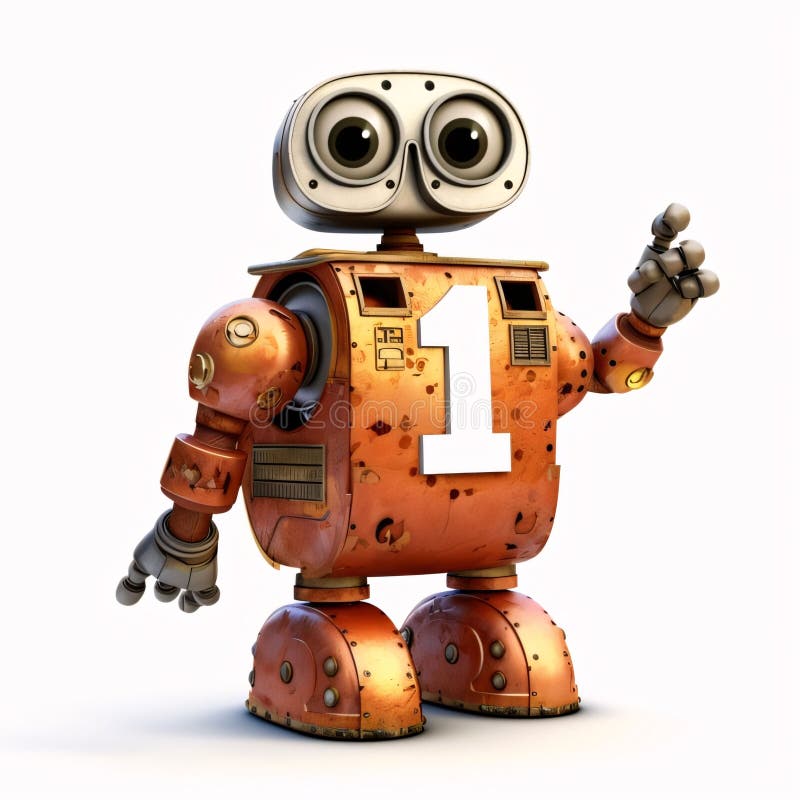 Cute Robot on a White Background. 3d Render with Clipping Path Stock ...