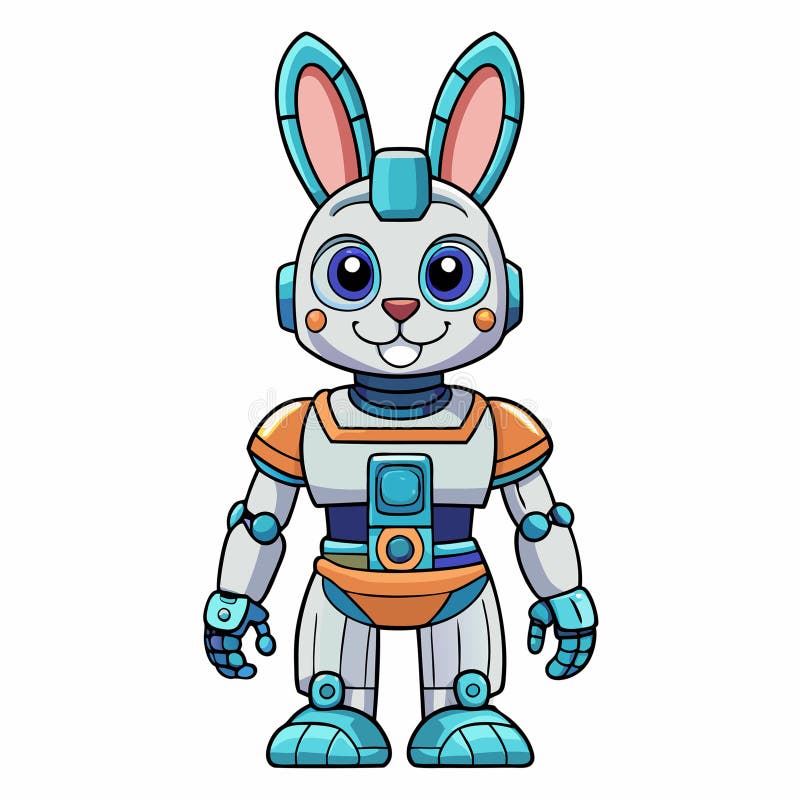 Cute and Adorable Robot Rabbit Vector Icon Illustration with Cybernetic ...