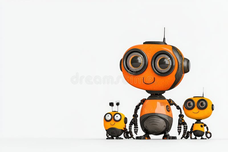 Cute Robots with Friendly Expressions Isolated Stock Illustration ...