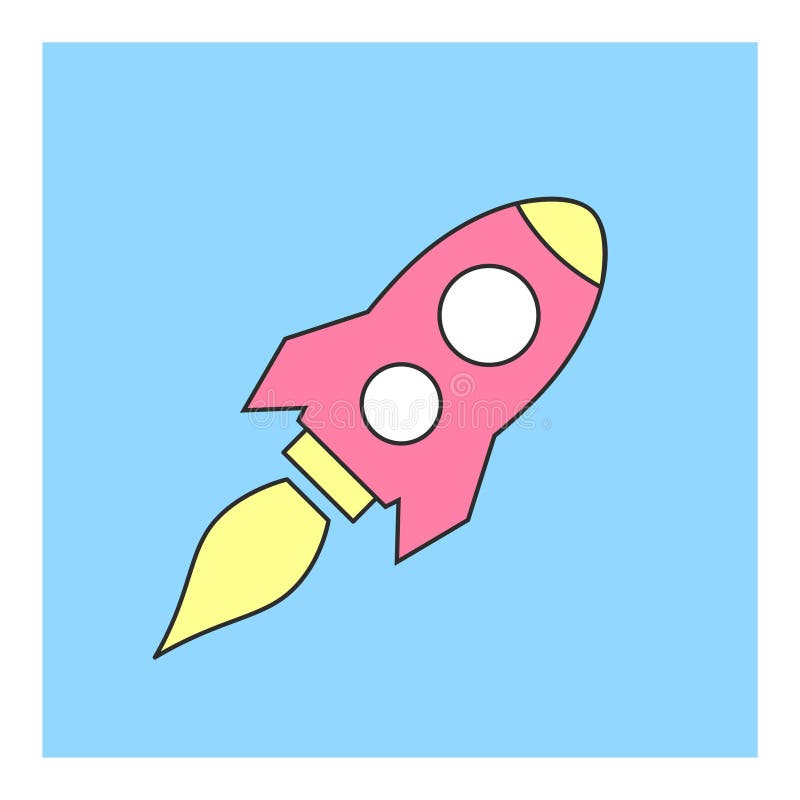 Cute Rocket Isolated on Pastel Blue Background. Stock Vector ...