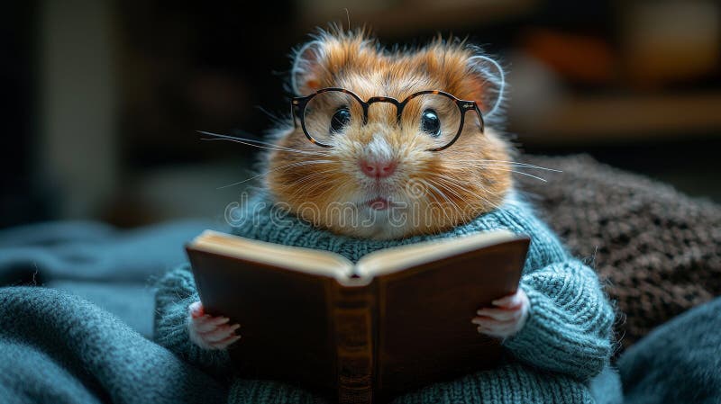 Cute Rodents Wearing Glasses and Studying Stock Illustration ...
