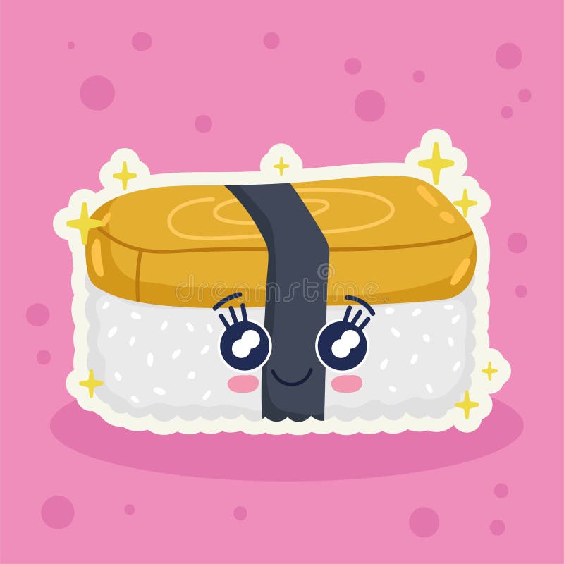 Cute rolled sushi stock vector. Illustration of fish - 265644532