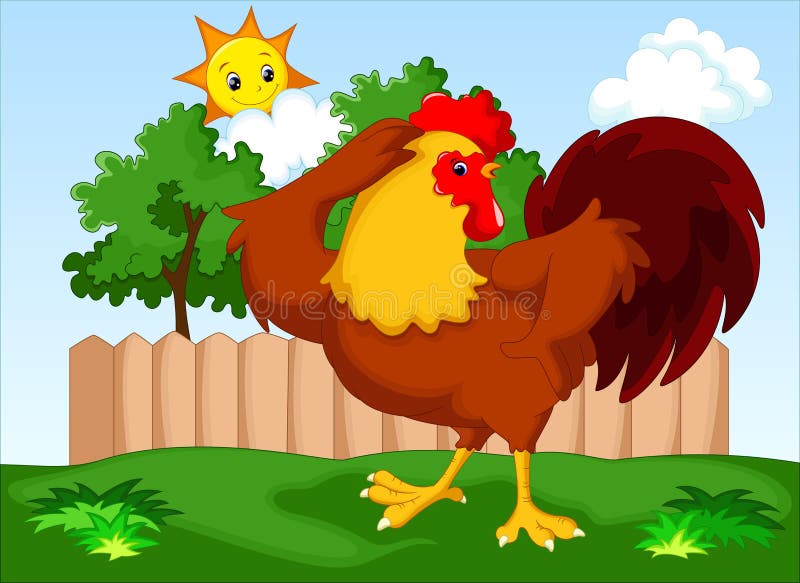 Cute Rooster Cartoon Presenting Stock Vector - Illustration of funny ...