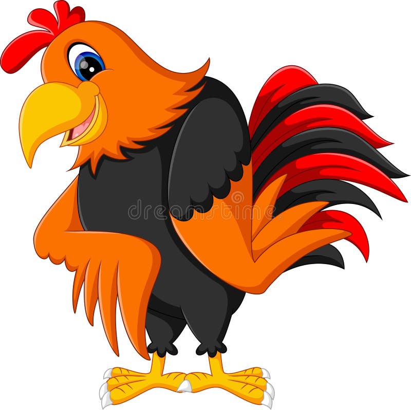 Cute Rooster Cartoon Presenting Stock Vector - Illustration of leaning ...