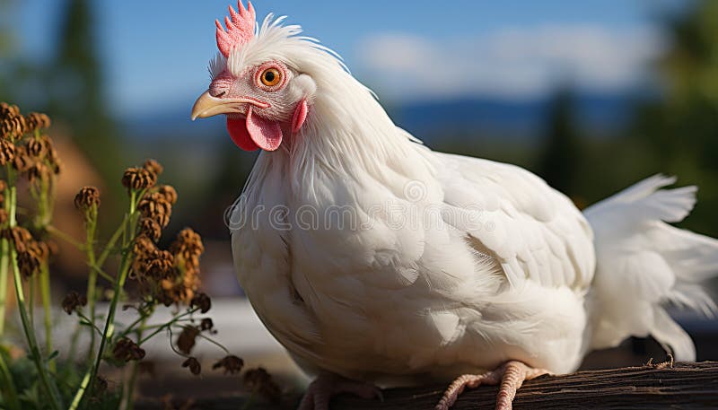 Cute Rooster Standing in Grass, Looking at Camera Generated by AI Stock ...