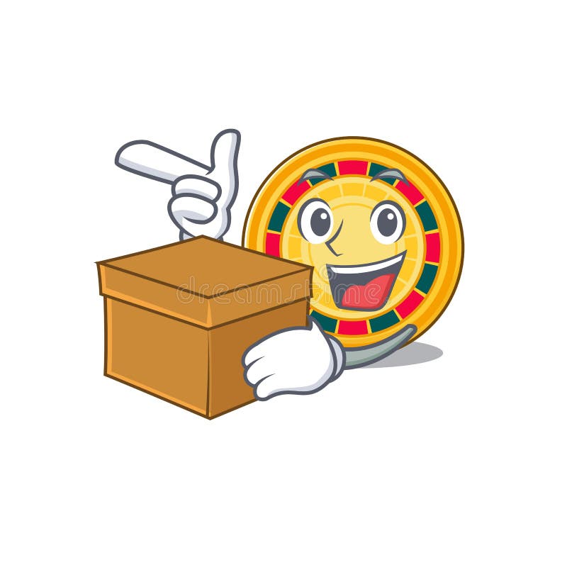 Cute Roulette Cartoon Character Having a Box Stock Vector ...