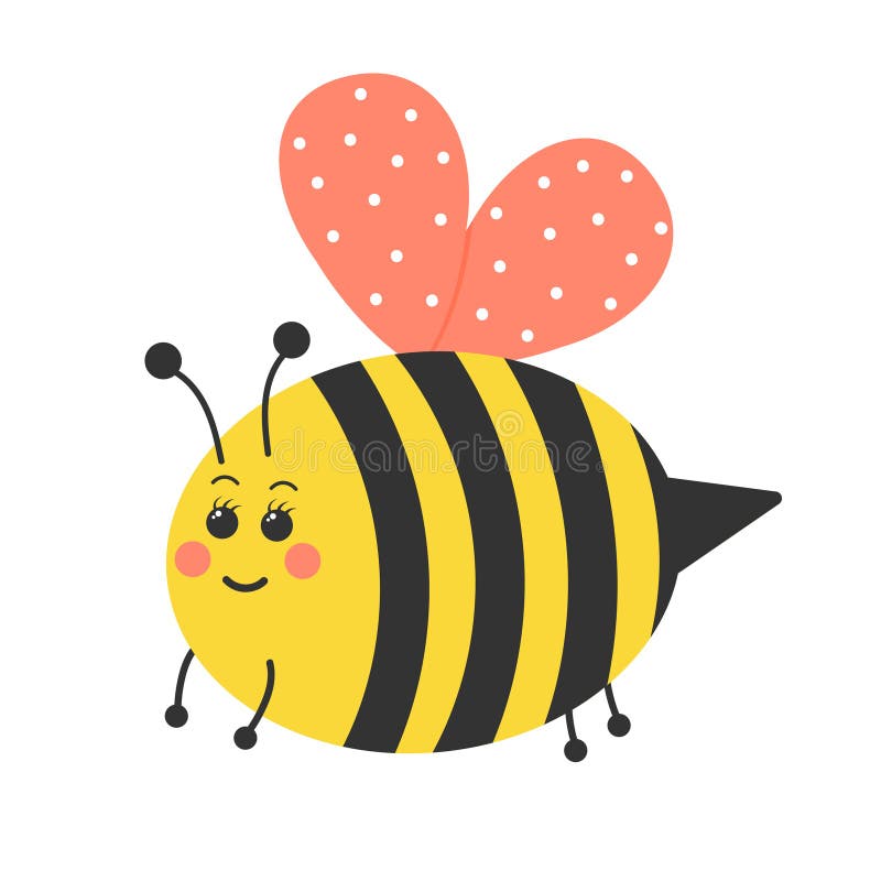 Cute Round Bee. Kawaii Character Stock Vector - Illustration of cartoon ...