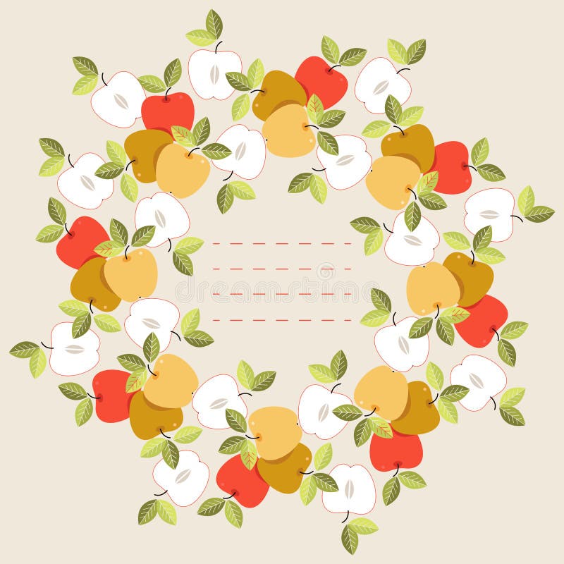 Cute Round Frame with Beautiful Small Flowers on Branch Stock Vector ...