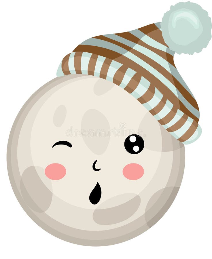 Cute round moon with hat stock vector. Illustration of lovely - 315066658