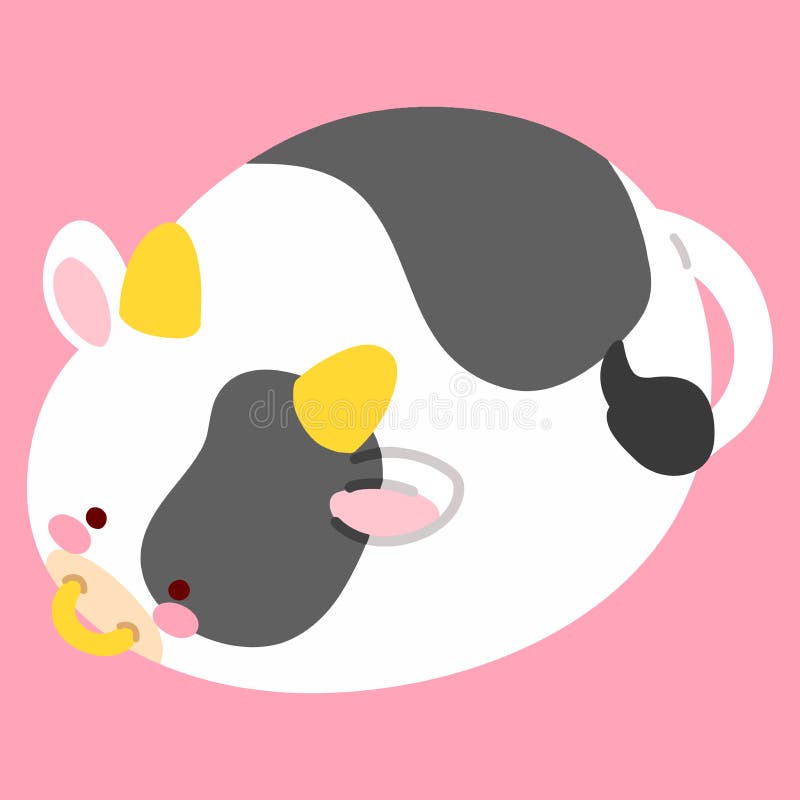 Cute and Round Simple Cow Illustration Flat Colored Stock Vector ...