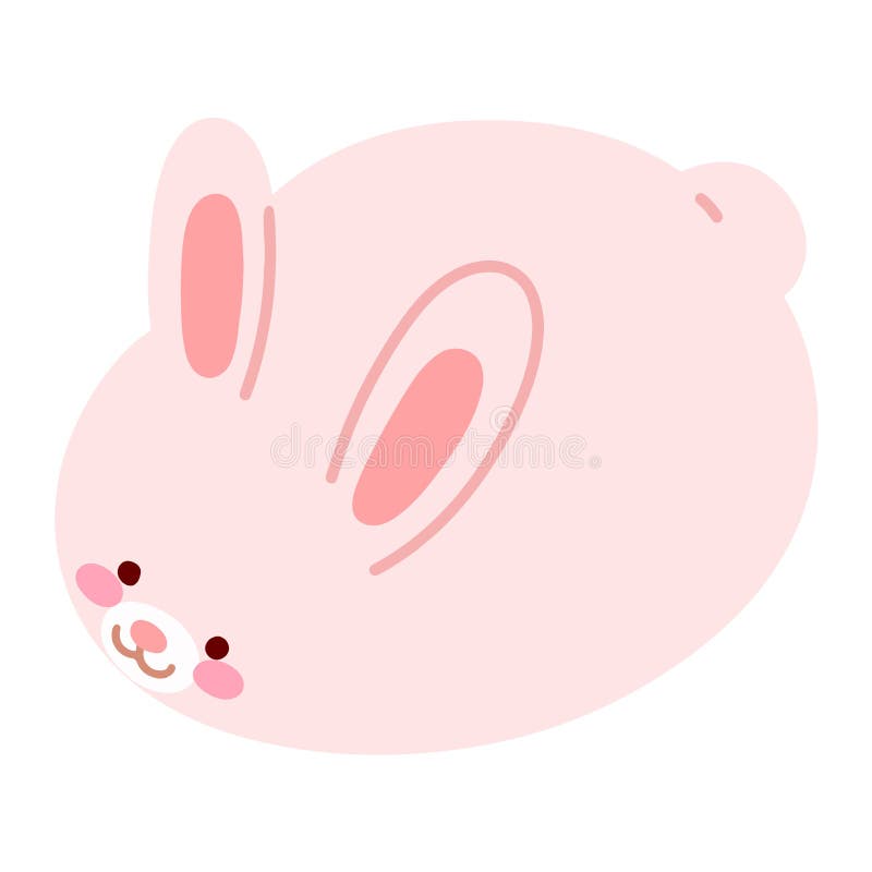 Cute and Round Simple Pink Rabbit Illustration Flat Colored Stock ...