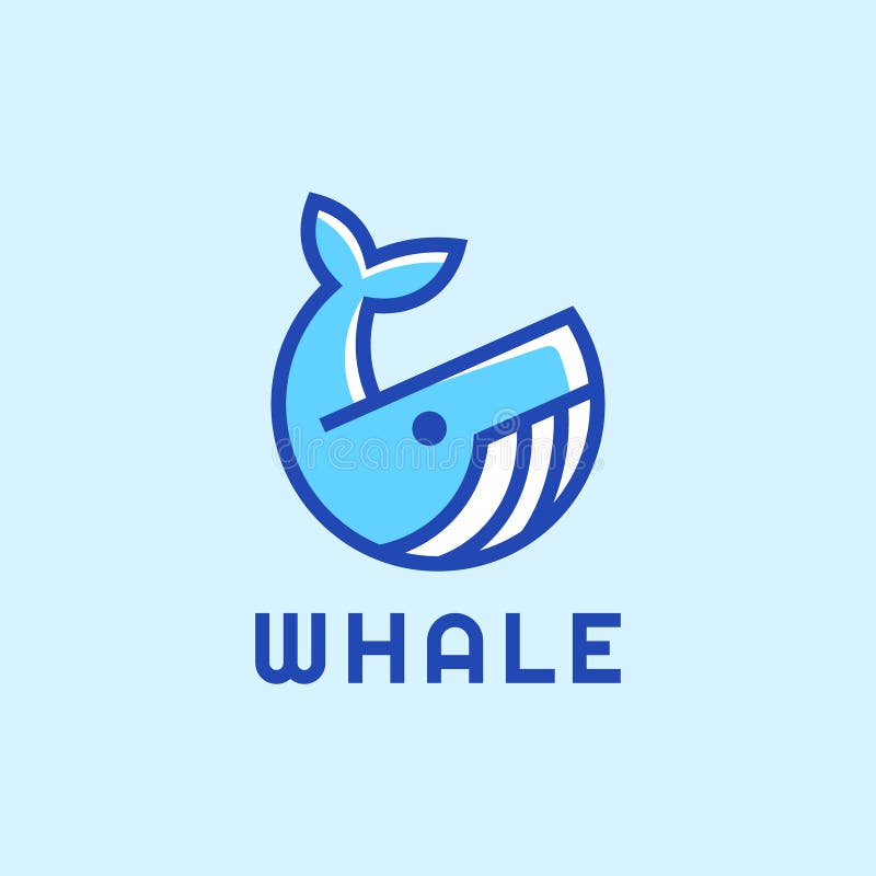 Cute Rounded Whale Logo Design Stock Vector - Illustration of vector ...