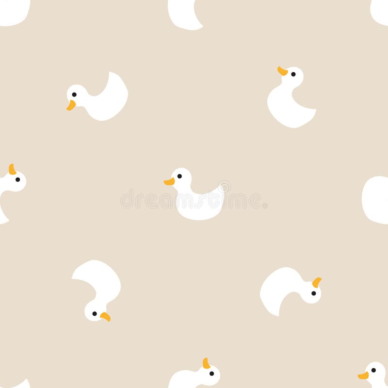Cute Rubber Duck Seamless Pattern, Cartoon Ducks Background Vector ...