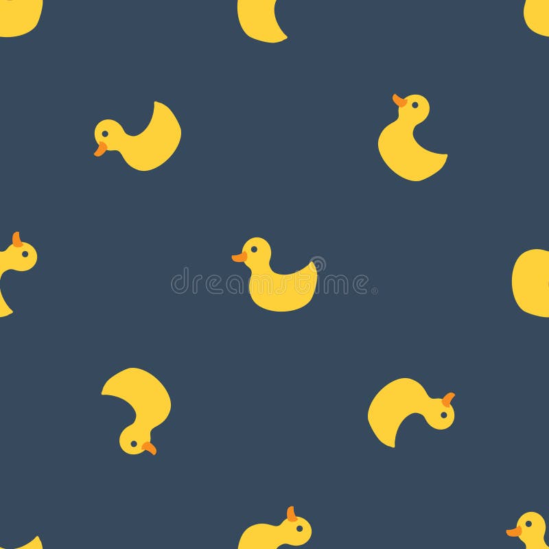 Cute Rubber Duck Seamless Pattern, Cartoon Ducks Background Vector ...