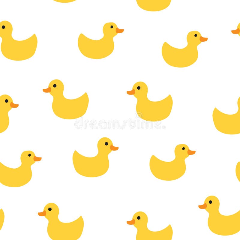 Cute Rubber Duck Seamless Pattern, Cartoon Ducks Background Vector ...