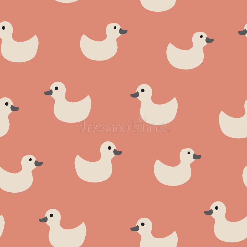 Cute Rubber Duck Seamless Pattern, Cartoon Ducks Background Vector ...